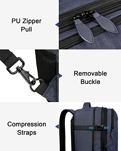 Carry on Backpack, Airline Approved 45L Travel Backpack with 3 Packing Cubes for Men Women, Water Resistant Expandable Overnight Weekender Luggage Daypack Suitcase Duffel Bag, Gift for Travelers, Blue