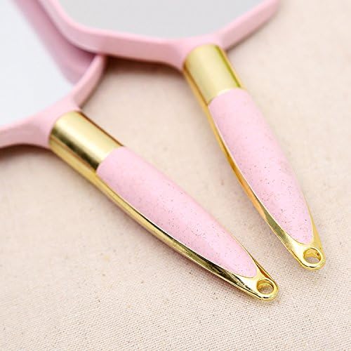 XPXKJ Handheld Mirror with Handle, for Vanity Makeup Home Salon Travel Use (Pink, Square)