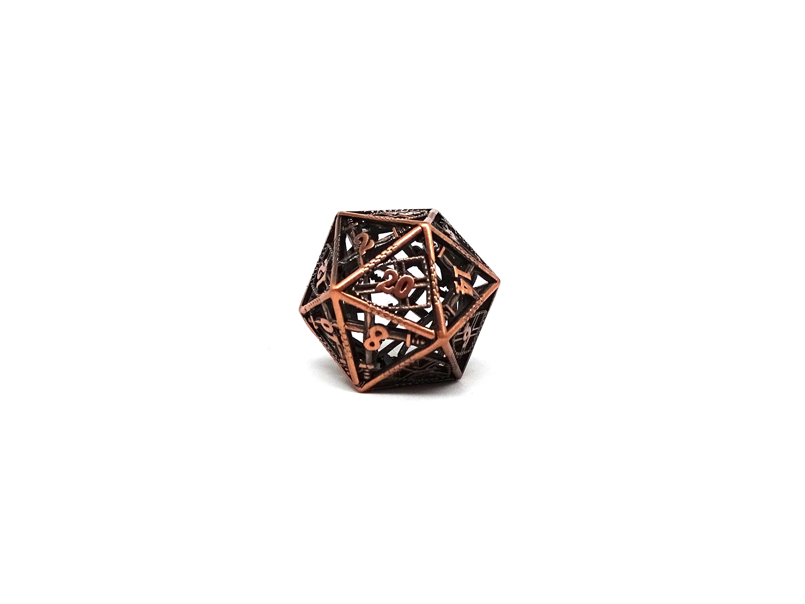 Hollow Dice of Devine Retribution - Metal Polyhedral Dice with Swords and Shields Design (Gun Metal D20)