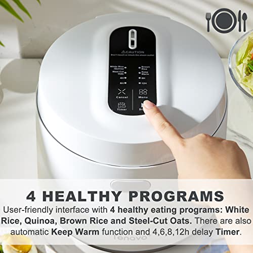 Tenavo Small Rice Cooker 3 Cups Uncooked,1.6L Rice Cooker Small, Portable Rice Cooker Small for 2-4 People, Mini Rice Cooker, Multi-cooker for Brown Rice, White Rice, Quinoa, Steel Cut Oats, and Grains, Touch Control, 400W, Black