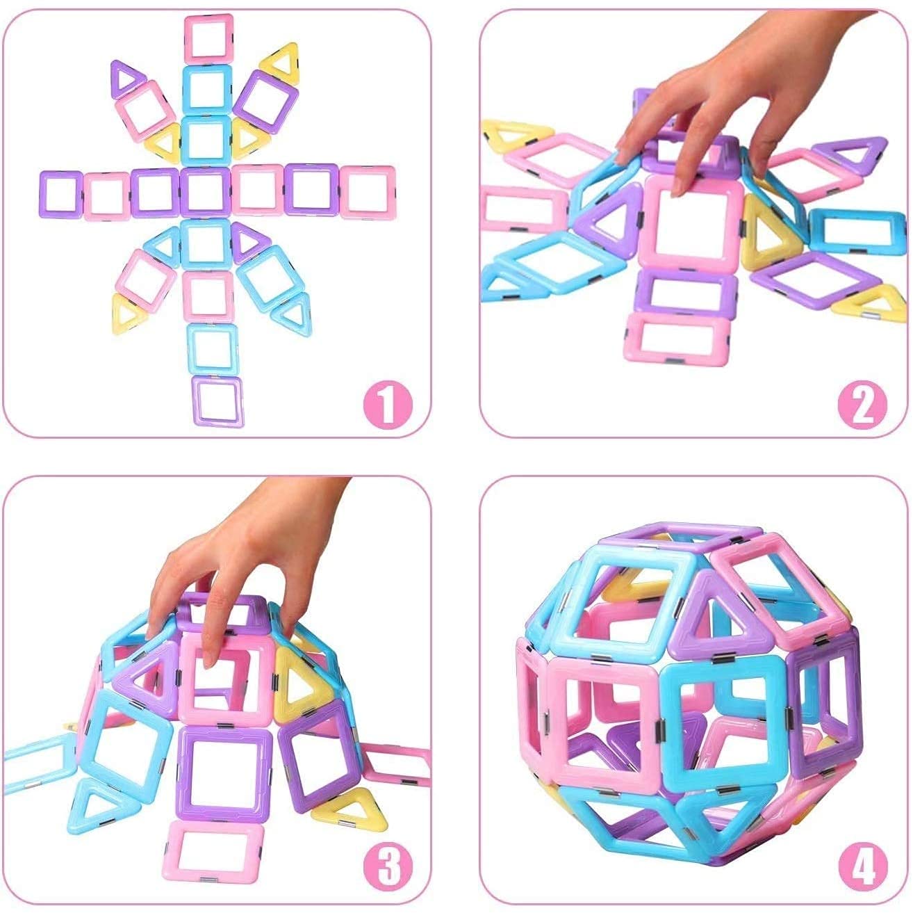 Magnetic Toys Magnet Tiles -3D Macaron Colors Learning & Development Building Blocks, Preschool Educational Construction Kit for Boys Girls Toddlers Gifts(30-Piece)-18