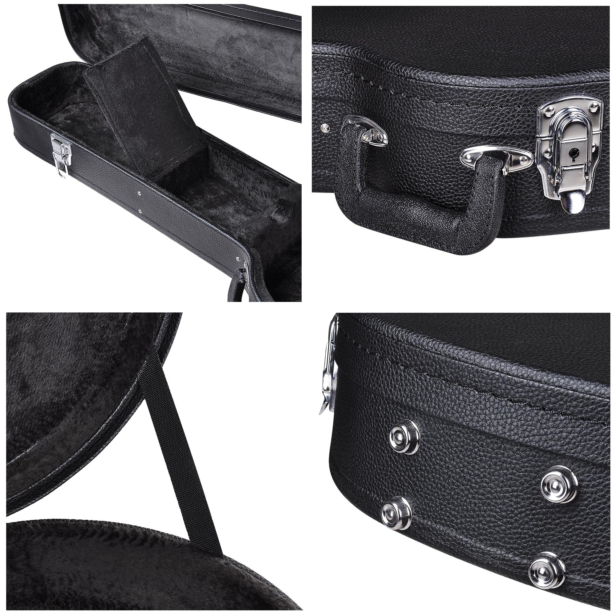 AW Electric Guitar Hard Case for LP Les Paul Style Electric Guitar Wooden Hard Shell Lockable Black
