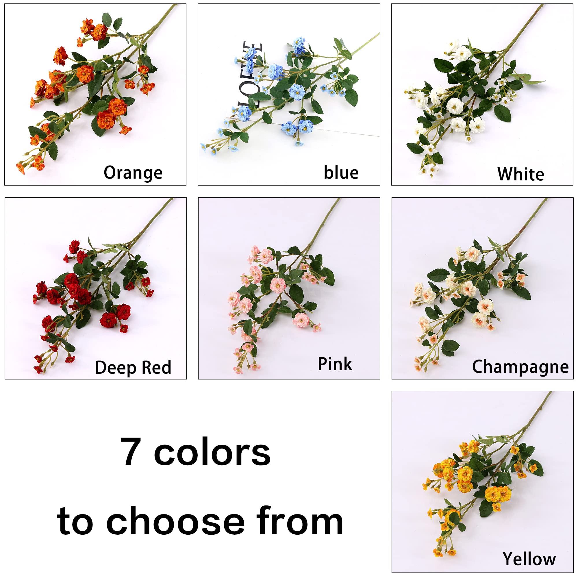 MAIMENG Pink Small Roses,Mini Roses Silk Flowers Set of 6 for Home Decorations Centerpieces Wedding Arrangement Bouquet DIY Floral Decor Autumn Decor with Stems