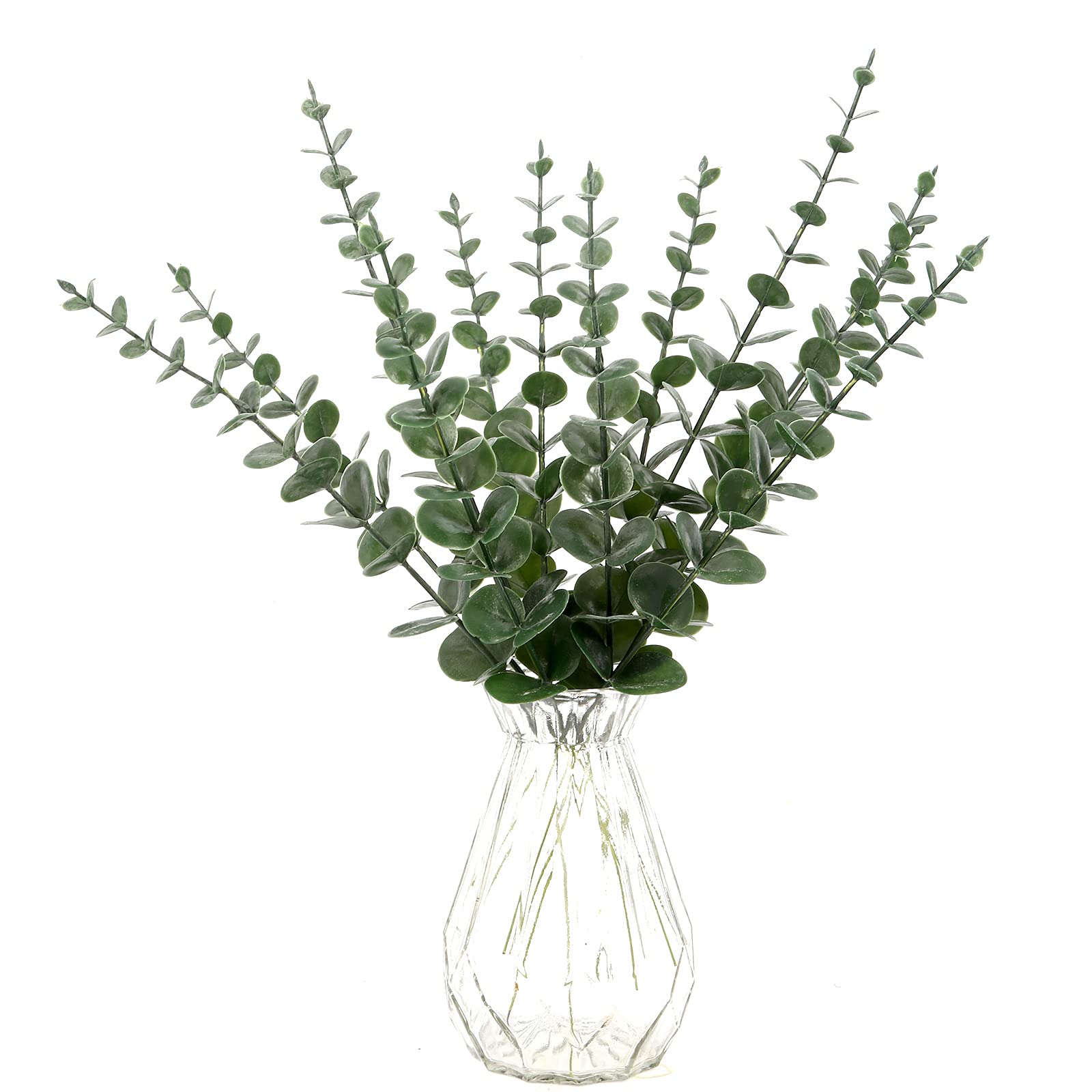 EZFLOWERY 12 Pcs Artificial Eucalyptus Leaves Stems Real Touch Green Leaf for Wedding Arrangements Bouquet Office Party Centerpieces Garden Outdoor Ceremony Floral Home Décor
