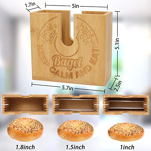Bagel Slicer for Small and Large Bagels Bamboo Bread Slicer for Homemade Bread Adjustable Bagel Cutter for Muffins Rolls Housewarming Party Gift