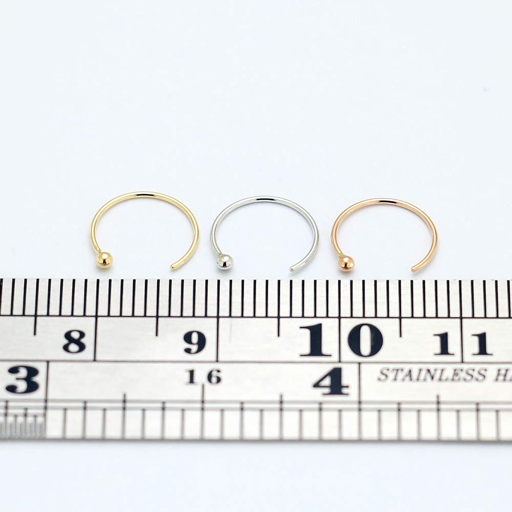 AtoZ Piercing 9KT Solid Yellow Gold 22 Gauge (0.6MM) - 5/16 (8MM) Length Half Nose Hoop Ring Nose Jewelry