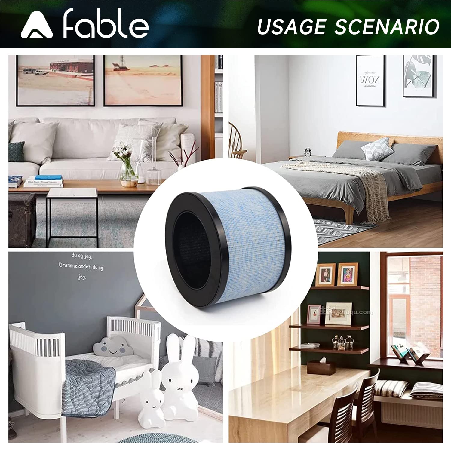 H13 Premium True HEPA Filter, DH-JH01 Upgrade HEPA Filter Replacement for Aroeve MK01 MK06, Pomoron and Kloudi DH-JH01, Intelabe EPI080/EP1080 & Elechomes EPI081/EP1081, 2 Pack