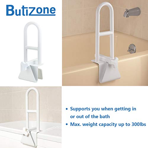 Butizone Bathtub Safety Rail, Medical Adjustable Tub Grab Bar Handle Clamp Safety Handrail Support for Seniors and Elderly