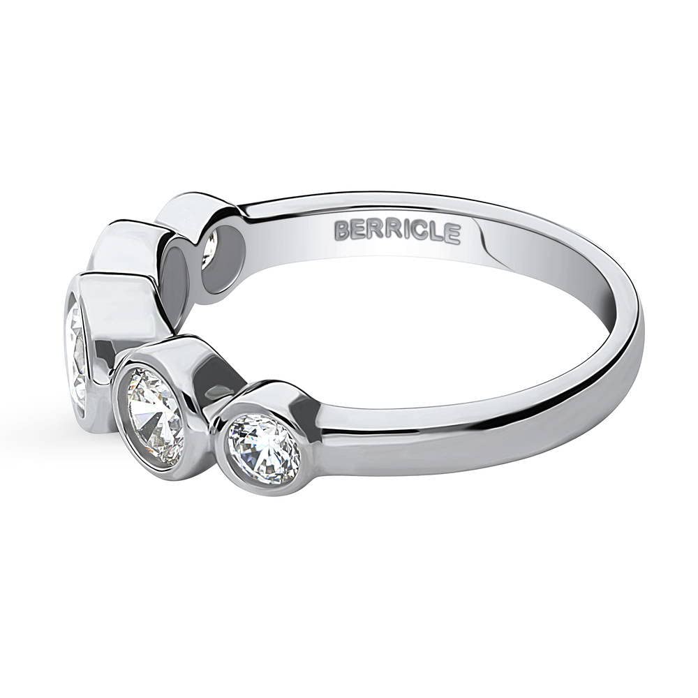 BERRICLE Sterling Silver 5-Stone Cubic Zirconia CZ Fashion Anniversary Ring for Women, Rhodium Plated Size 9