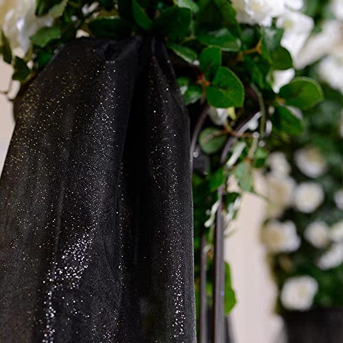 TCDesignerProducts Black Glitter Tulle Wedding Decorating Fabric, 54 Inches x 40 Yards