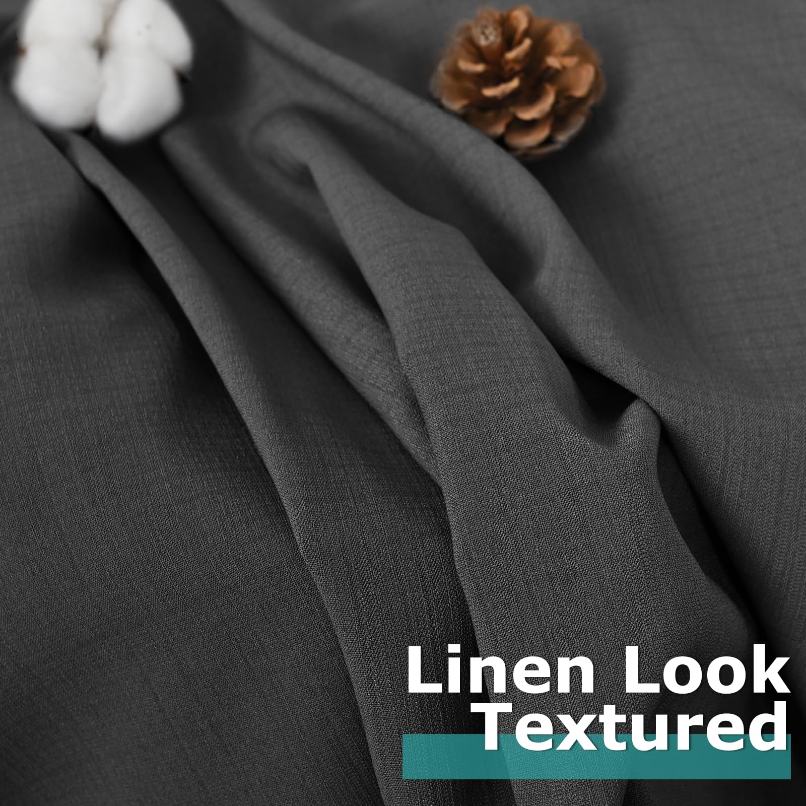 BGment Linen Look Semi Sheer Curtains for Bedroom, Grommet Light Filtering Casual Textured Privacy Curtains for Living Room, 2 Panels (Each 52 x 63 Inch, Rubby Tan)