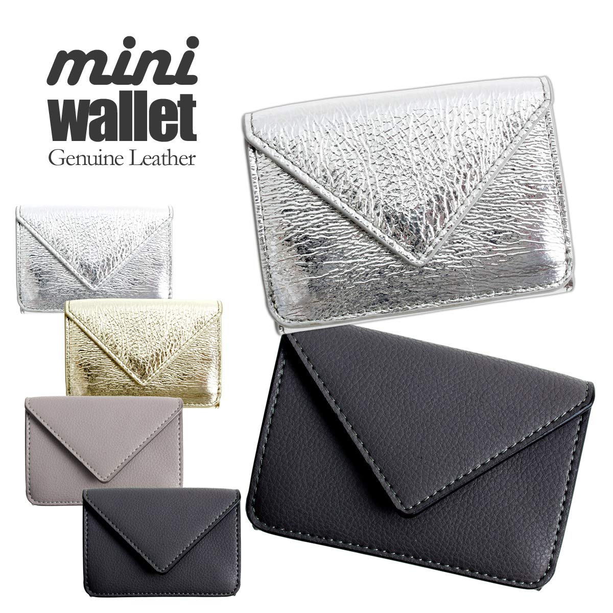 MALTA Genuine Leather Trifold Mini Wallet for women Coin Purse Card Holder Compact - Grey