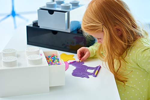 Room Copenhagen Lego Storage Brick 8 Desk Drawer, 8-Stud Stackable Tabletop Storage Box, 12.4 x 6.2 x 4.4 in, Stone Grey