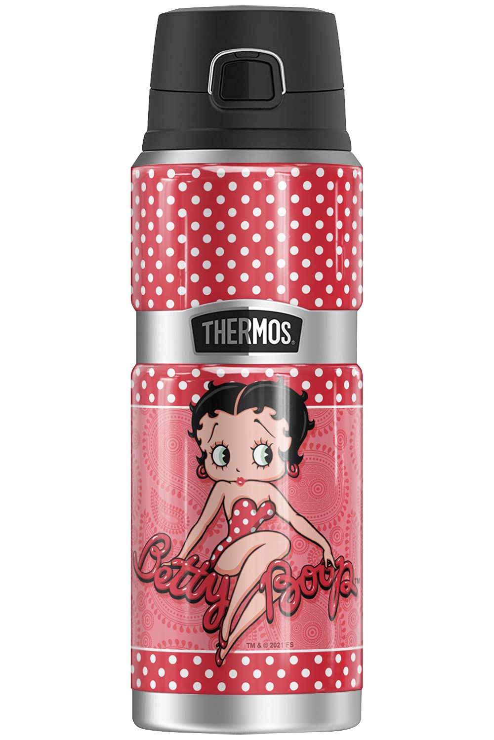 Betty Boop Paisley Dots THERMOS STAINLESS KING Stainless Steel Drink Bottle, Vacuum insulated & Double Wall, 24oz