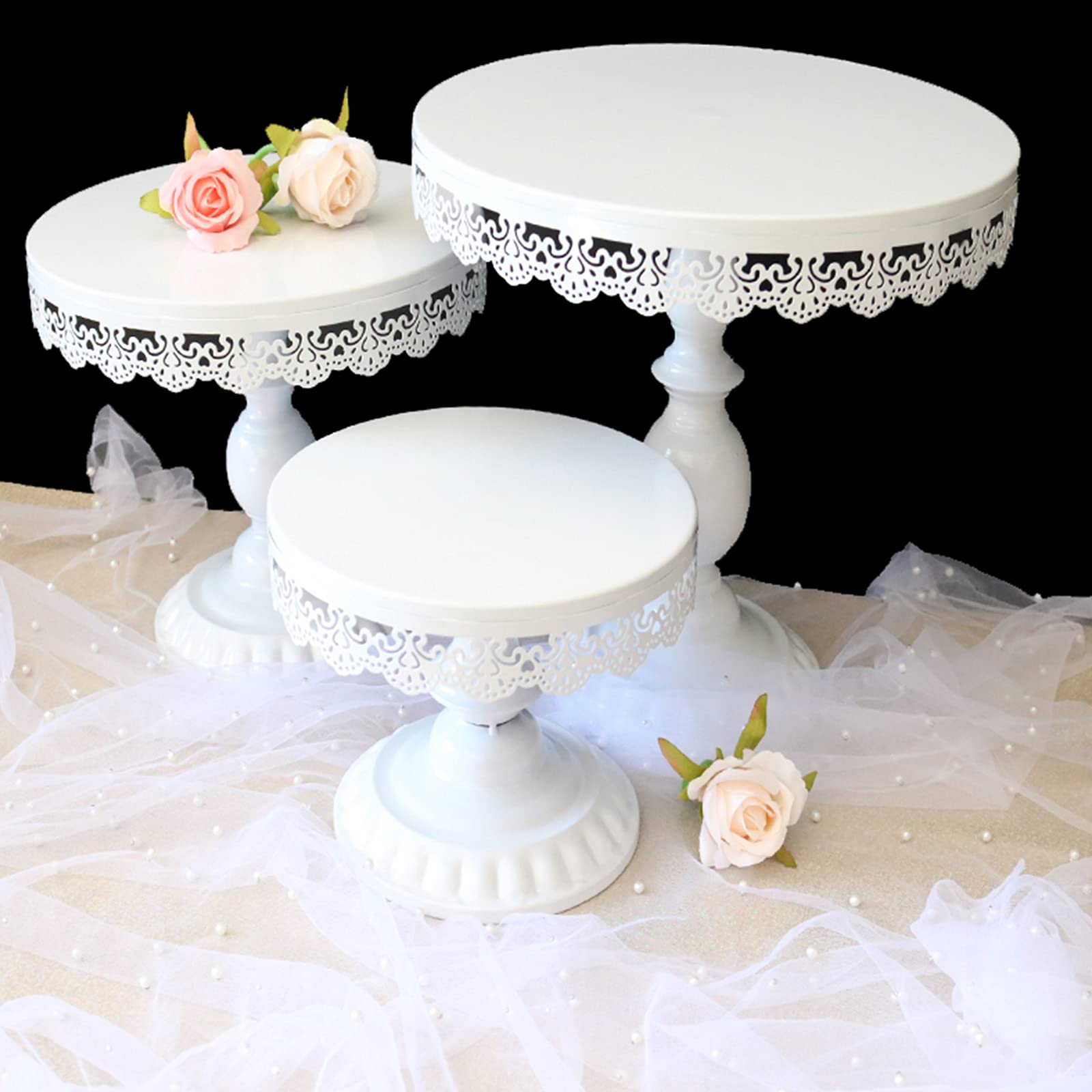 ATRDTO Set of 9 Pieces Cake Stands Iron White Cupcake Holder for Dessert Table Birthday Party Wedding Afternoon Tea Festival