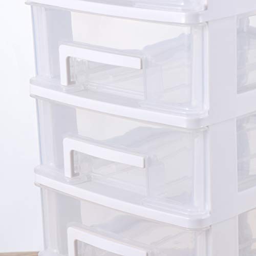 SAFIGLE Mini Plastic Drawers Organizer 5 Drawer Storage Organizer Plastic Storage Bins with Drawers Space Saving Small Plastic Drawers for Crafts Small Tools Sationary and Hardware