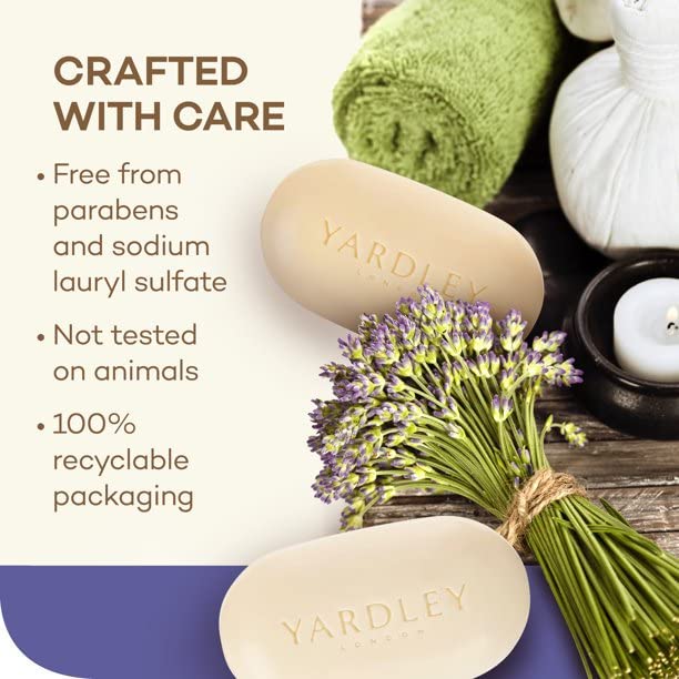 Yardley London English Lavender with Essential Oils Soap Bar, 4.25 oz Bar (Pack of 10)