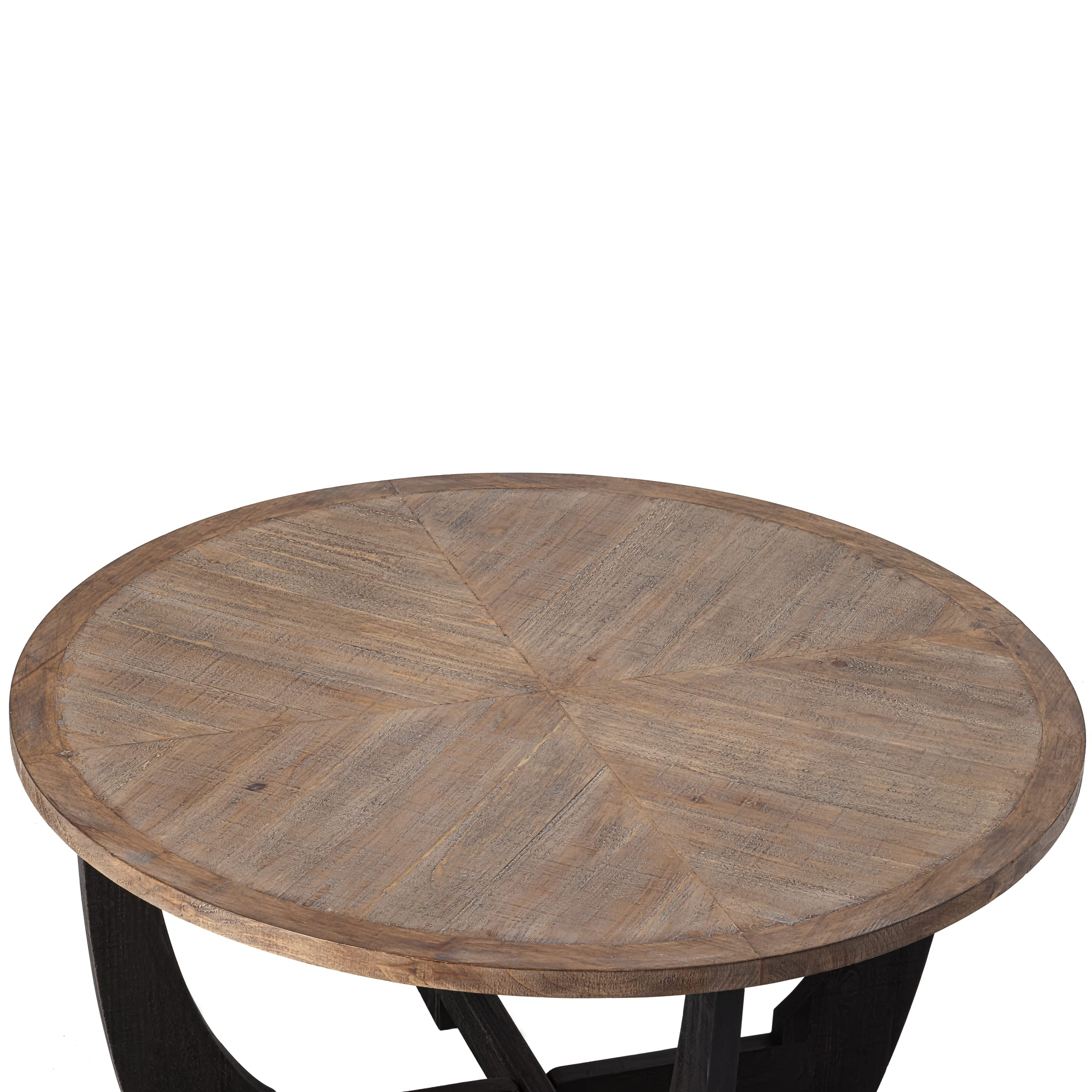 COZAYH Rustic Farmhouse End Table -2P, French Country Accent Side Table for Family, Dinning or Living Room, Small Spaces, Modern, Round, Black End Table