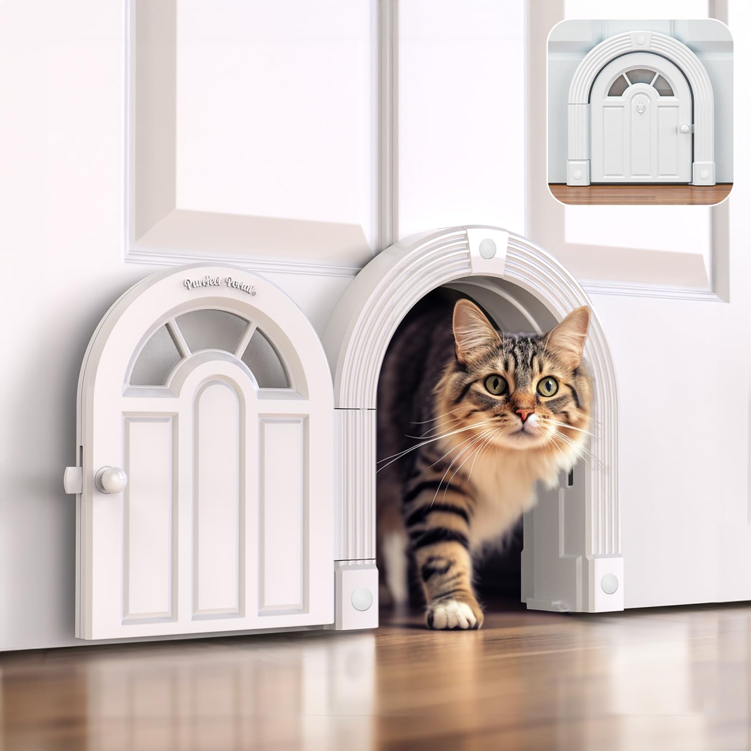 Cat Door Interior Door - Meow Manor Extra Large Pet Door, 10.25 x 11 No-Flap Cat Door Interior Door for Cats 20 lbs and Above, Easy DIY Setup, Secured Installation in Minutes, No Training Needed