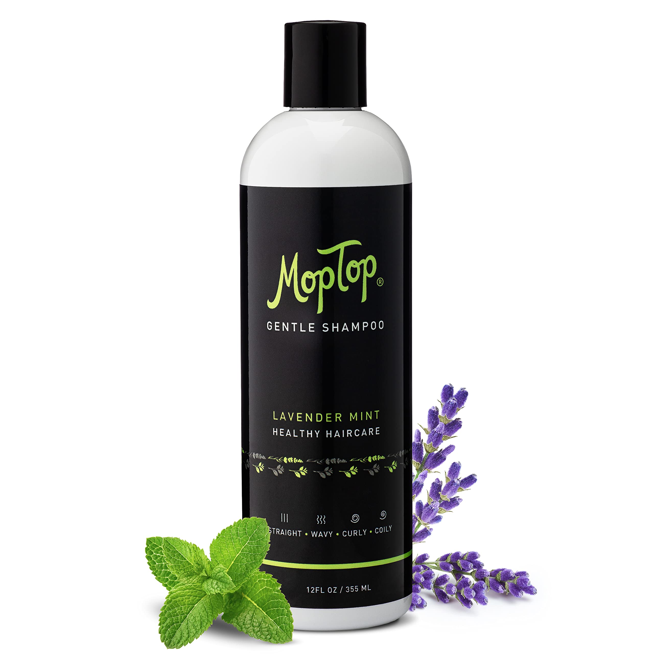 MopTop Gentle Shampoo, Salon Quality, Reduces Frizz, Cleanses Hair, All Hair Types, Sulfate & Paraben Free, Color Safe, Increases Moisture & Manageability for Smooth Silky Hair, 12oz