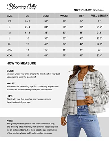 Blooming Jelly Womens Flannel Shirts Cropped Button Down Plaid Jackets Oversized Shackets Long Sleeve Tops(X-large,Khaki Plaid)