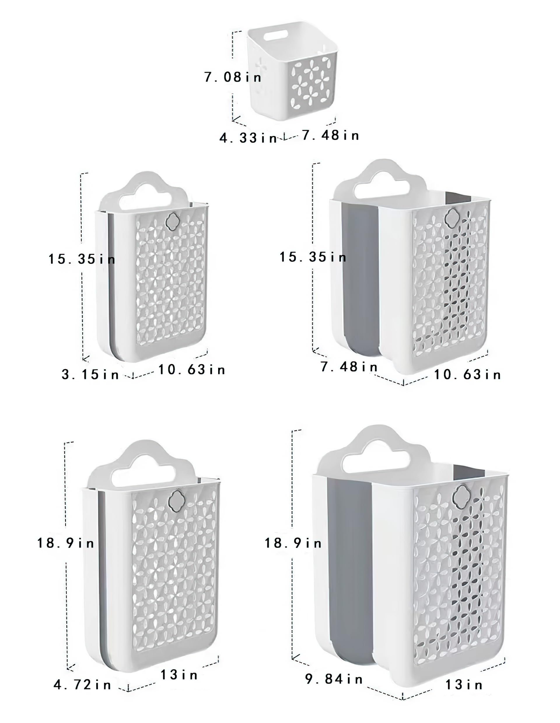 Collapsible Laundry Hamper 3 Packs Laundry Basket Portable Dirty Clothes Basket Space Saving Foldable Storage Multi-function Container