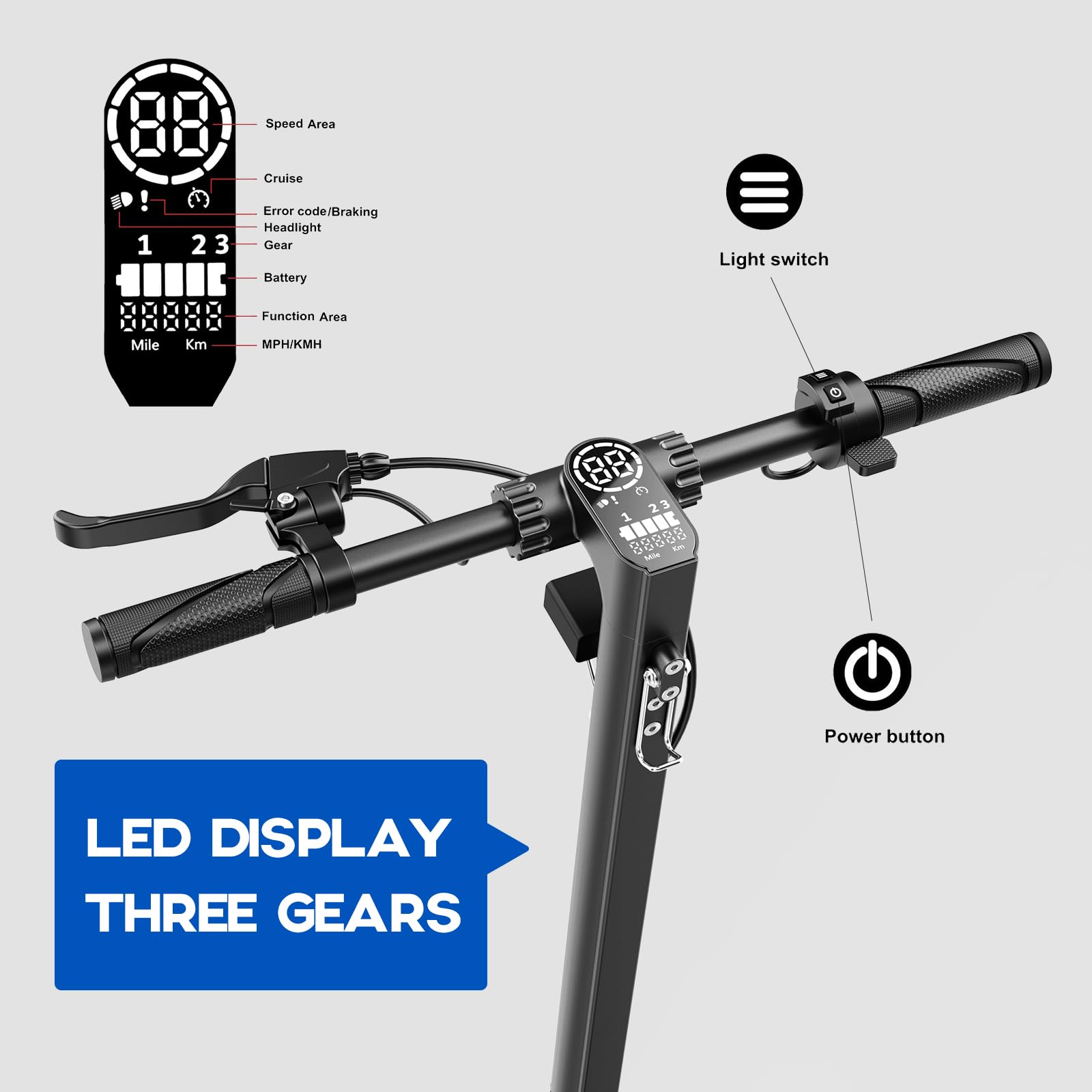 Atsgke Electric Scooter, Adults Scooter with 800W Motor, 18-22 Miles Range, Max Speed 22 Mph, 10" Solid Tires, Folding Electric Scooter for Adults with Dual Shock Absorption