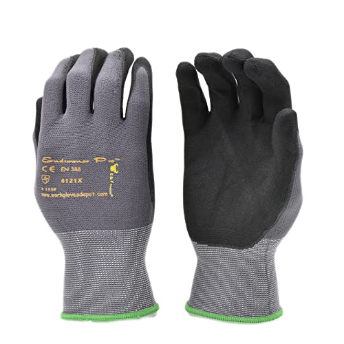 G & F Products 1529XL-DZ Knit Work Gloves, Textured Rubber Latex Coated For Construction, Black, XLarge,Gray