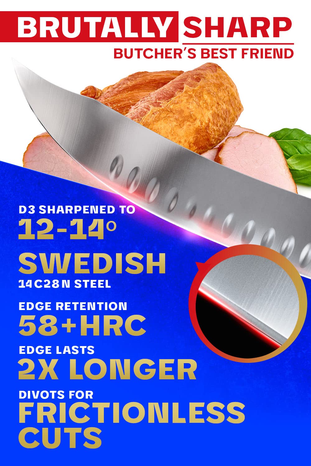 Dalstrong Butcher Knife - 10 inch - Centurion Series - Premium Swedish 14C28N High Carbon Stainless Steel - G10 Handle Meat Kitchen Knife - Razor Sharp Carving Breaking Knife - Sheath Included