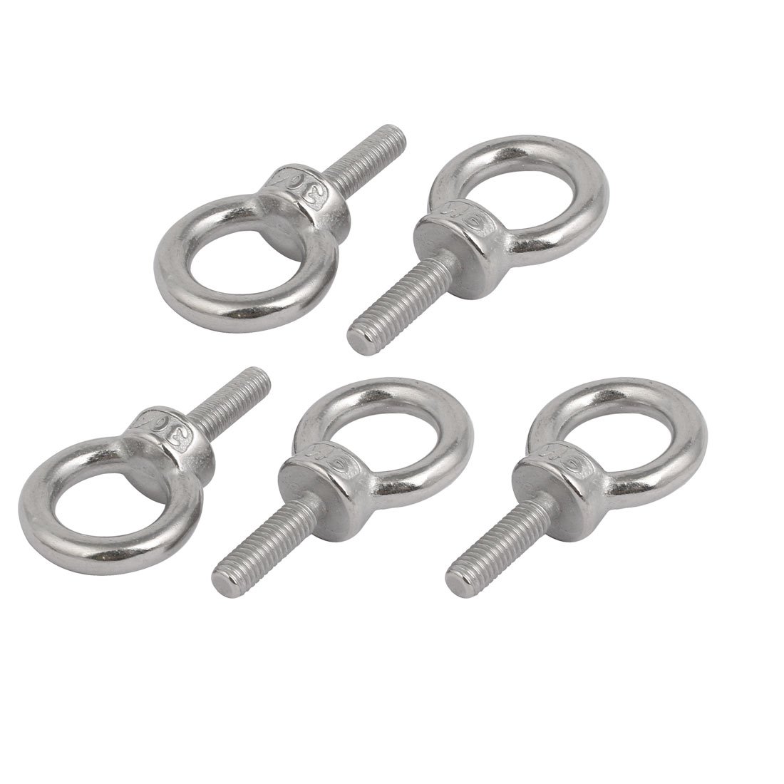 uxcell Lifting Eye Bolt M6 x 20mm Male Thread 304 Stainless Steel for Hanging, Pack of 5