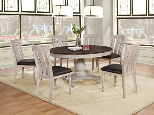 Roundhill Furniture Arch Weathered Round Dining Table Pedastal Base, Multicolor