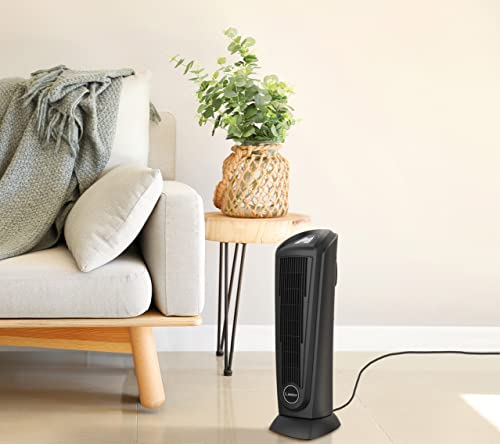 Lasko Portable Oscillating Indoor Electric Ceramic Tower Space Heater with Tip-Over Safety Switch, Overheat Protection, Timer and Remote Control, Safe for Home, 22.5 Inches,1500W, 751321, Black