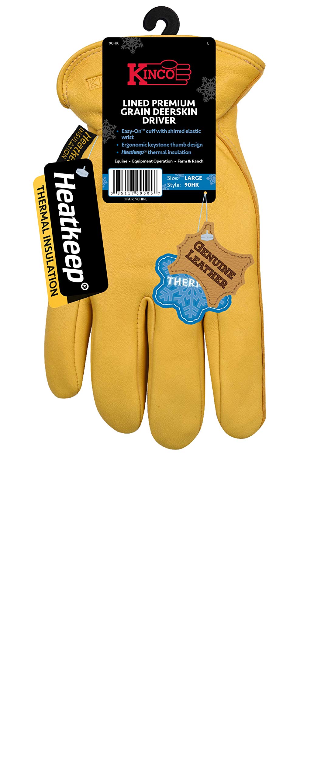 Mens Deerskin Leather Cold Protection Gloves Large (Pair)