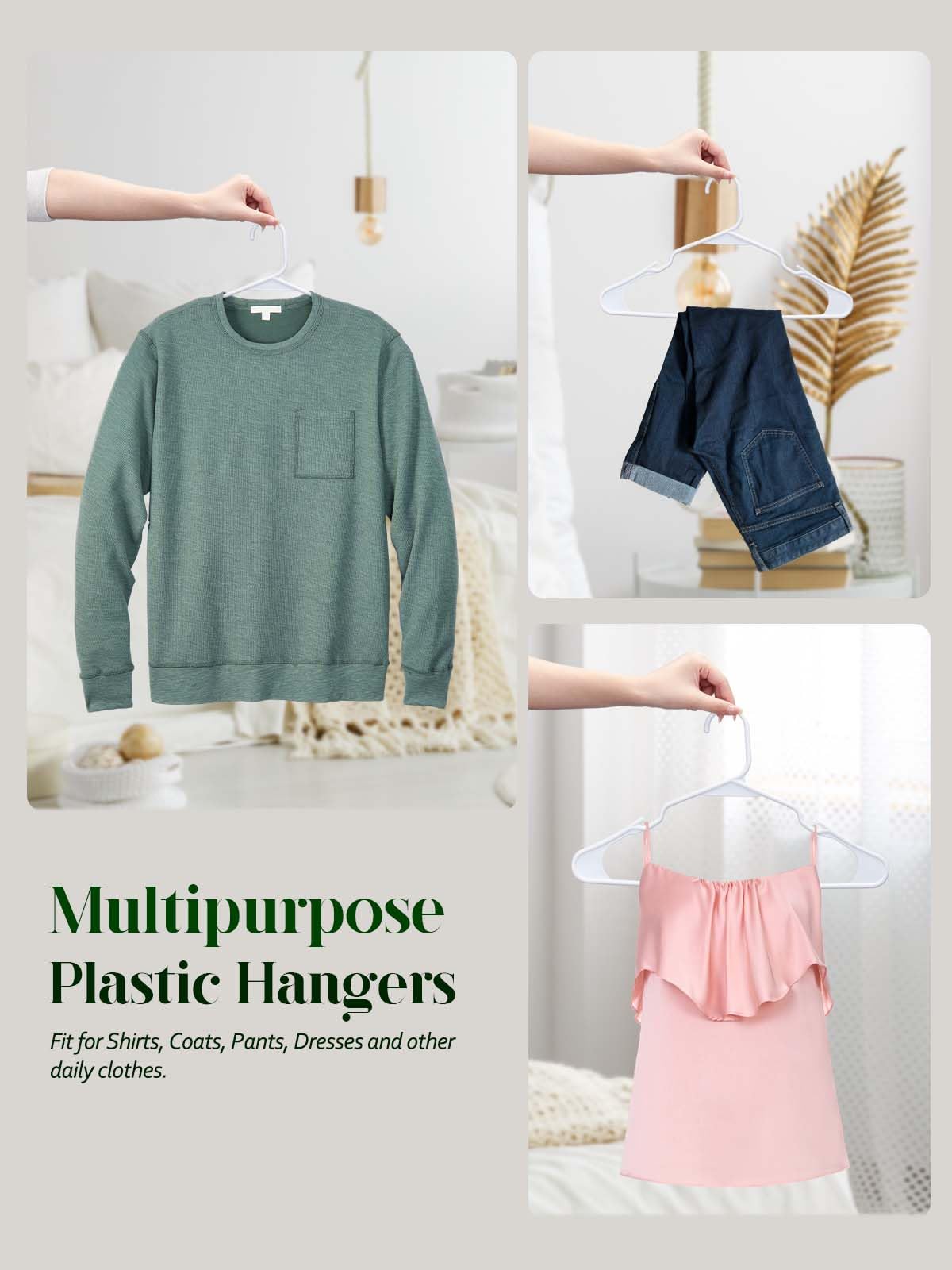 Cozymood Plastic Notched Hangers 20 Pack, Space Saving Tubular Clothes Hangers White, Slim Non-Slip Heavy Duty Plastic Hangers for Everyday Use, Standard Closet Hanger for Shirts, Coats, Dress, Skirts