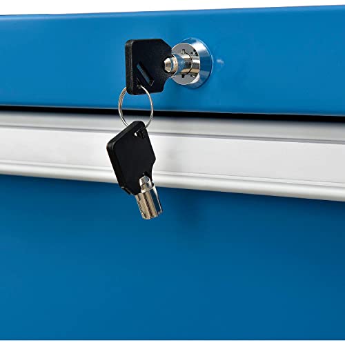 Global Industrial 14 Drawer Modular Cabinet, w/Lock, w/o Dividers, 36"Wx24"Dx57"H Blue
