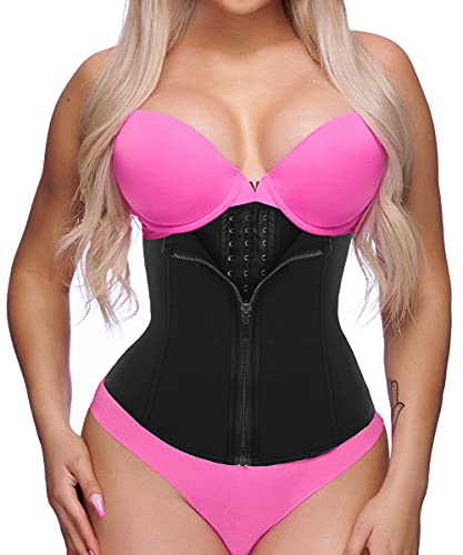 GainKee Clip and Zip Waist Trainer Corset Women Neoprene Workout Sweat Vest Body Shaper (Large, Belt)