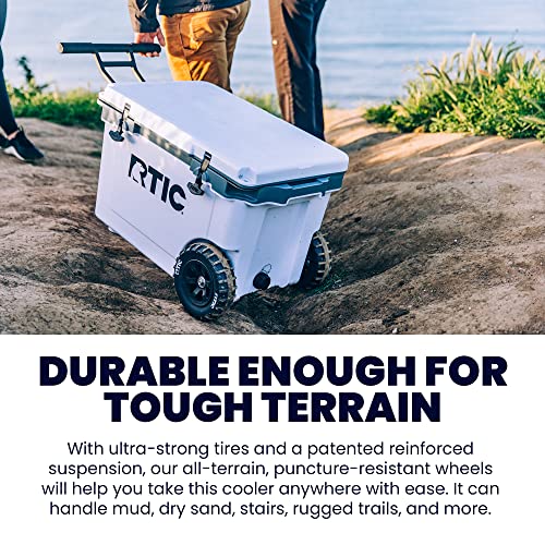 RTIC 52 Quart Ultra-Light Wheeled Hard Cooler Insulated Portable Ice Chest Box for Beach, Drink, Beverage, Camping, Picnic, Fishing, Boat, Barbecue, 30% Lighter Than Rotomolded Coolers, Patriot