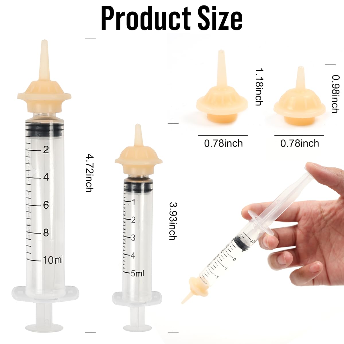 CZTNNZK Silicone Material Kitten Nipples for Nursing, Reusable Kitten Syringe for Feeding,Silicone Pacifier Suitable for Kittens, Puppies and Wild Animals. (Small)