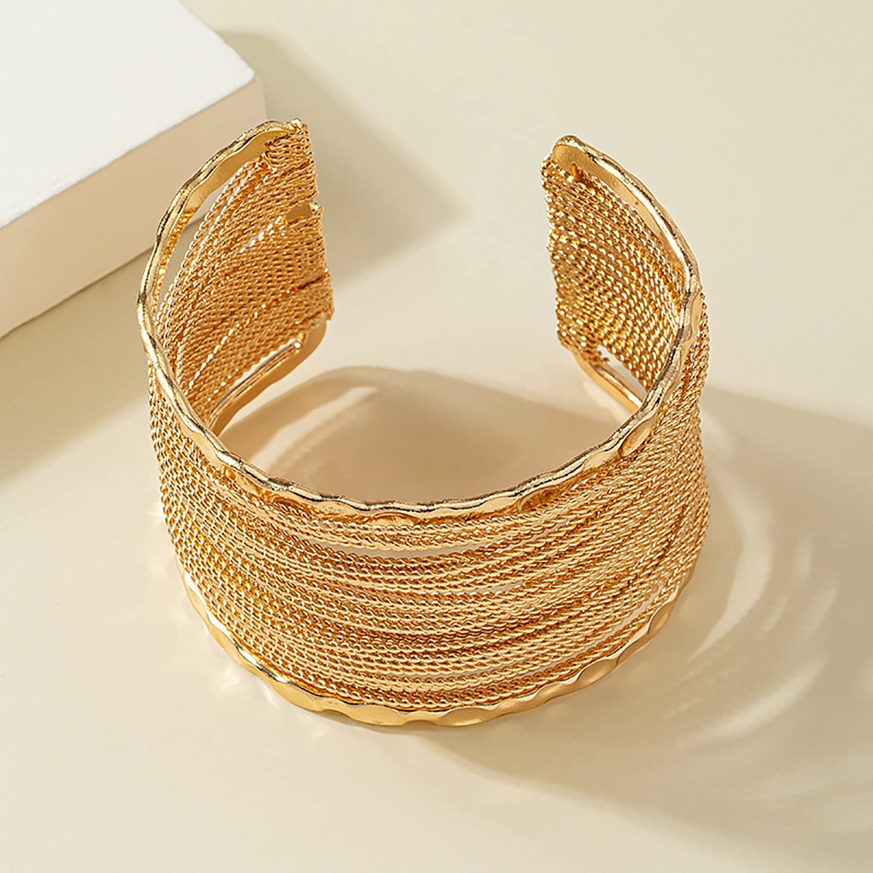 BUAJIUBUA Stainless Steel Wire Bracelet Wide Bangle Bracelets Dainty Jewelry