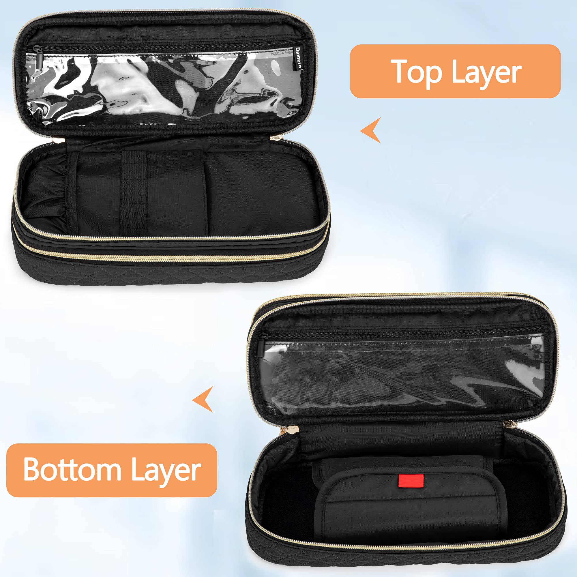 Damero Double Layer Stethoscope Case Compatible with 3M Littmann/ADC/Omron Stethoscope, Stethoscope Carrying Case Travel Bag for Nurse Accessories, Black