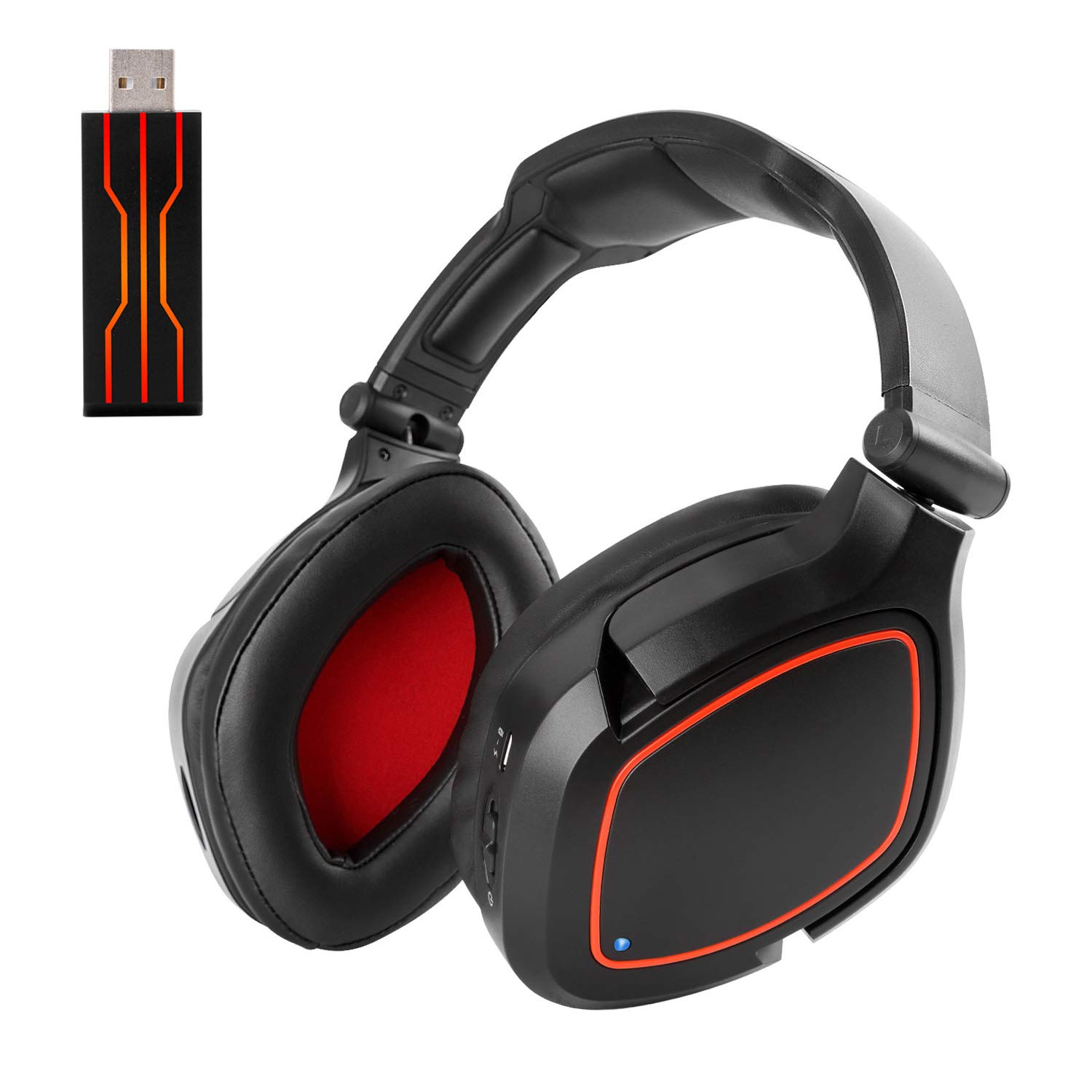 HUHD Wireless Gaming Headphones for Nintendo Switch, PS4, PS5, PC, Computer, USB Wireless Gaming Headset Headphones with Microphone Over Ear, Black