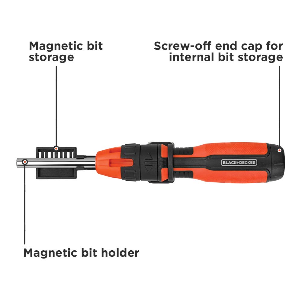 BLACK+DECKER Ratcheting Screwdriver, 10 Bit (BDHT68000)