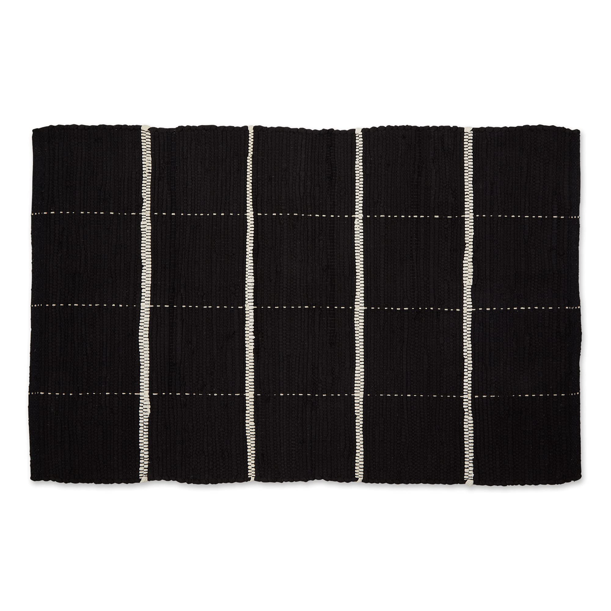 DII Modern Farmhouse Cotton Chindi Rug Collection, 26x40, Black & Cream