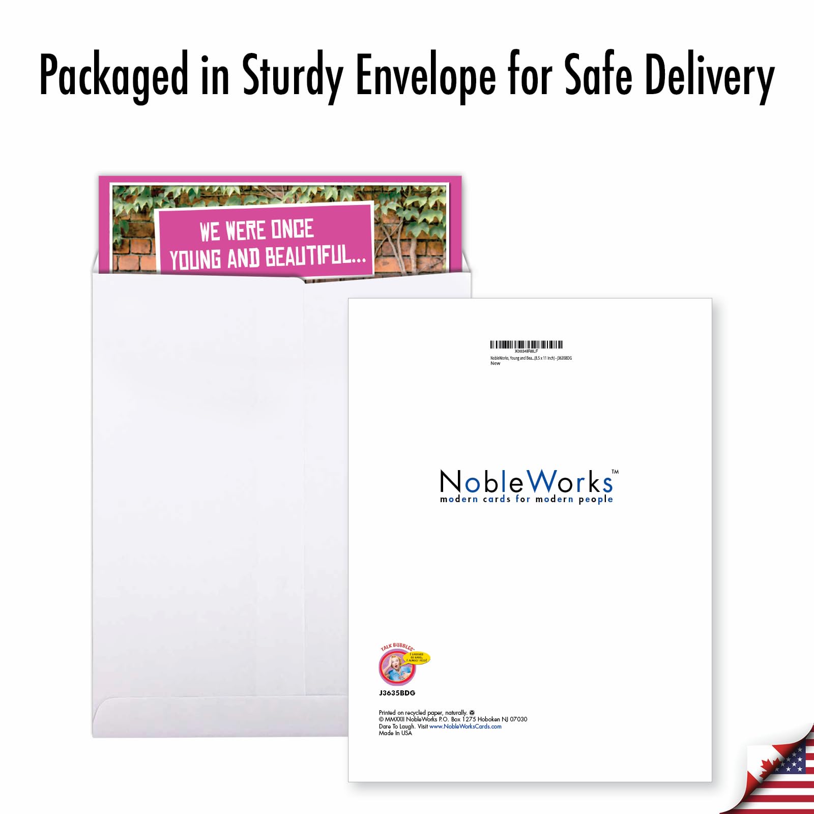 NobleWorks - Big Funny Birthday Greeting Card 8.5 x 11 Inch with Envelope (1 Pack) Large Jumbo Bday Card for Women Young and Beautiful J3635BDG