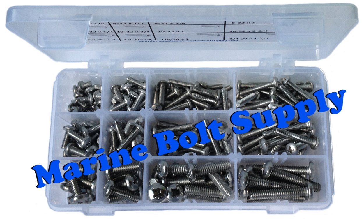 Type 316 Stainless Steel Phillips Pan Machine Screw Kit Marine Bolt Supply 6-111316