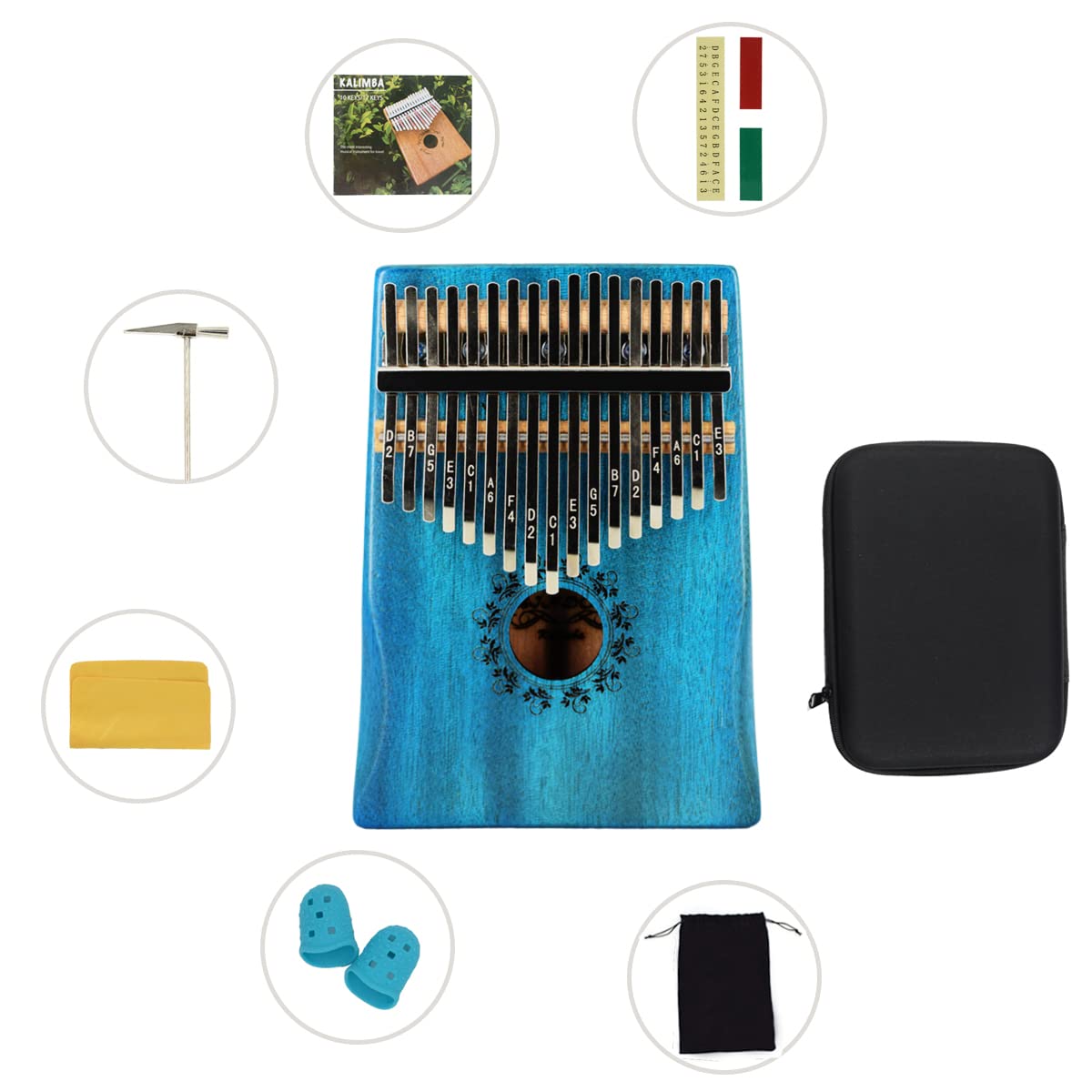BinDor 17 Key Kalimba Thumb Piano, Finger Piano Mbira Kalimba Solid Mahogany Body Portable Easy-to-learn Musical Instrument with Tuning Hammer