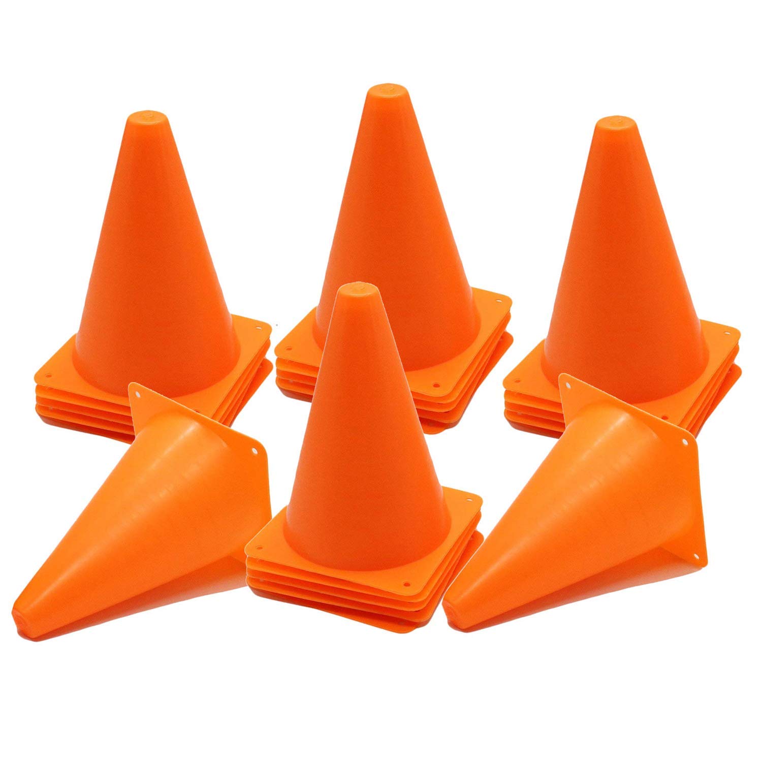 BLQH 36 Pack 7 Inch Plastic Traffic Cones Sport Training Cone Sets Field Marker Cones for Skate Soccer Agility Training & Physical Education Flexible (36)