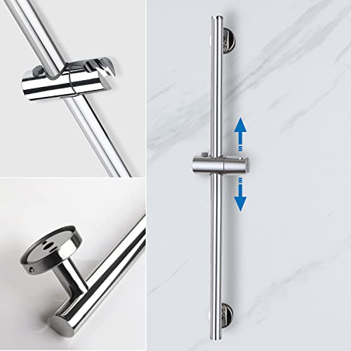 BANGPU Chrome Shower Slide Bar, Bathroom Shower Slide Bar with Adjustable Handheld Shower Holder, Stainless Steel Slide Slide Bar Wall Mount