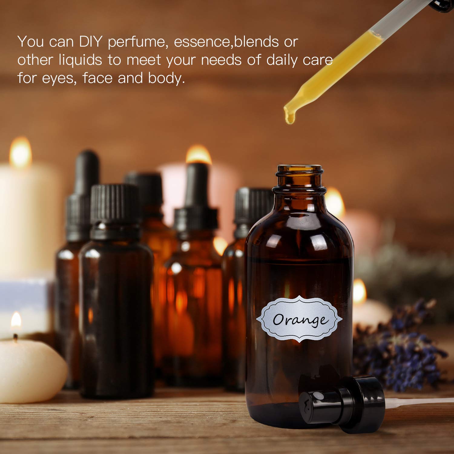 ULG Fine Mist Sprayers 4 oz Amber Boston Bound Glass Bottles 8 Pieces Empty Spray Atomizer Aromatherapy Cosmetic Sprays Including Waterproof DIY Labels