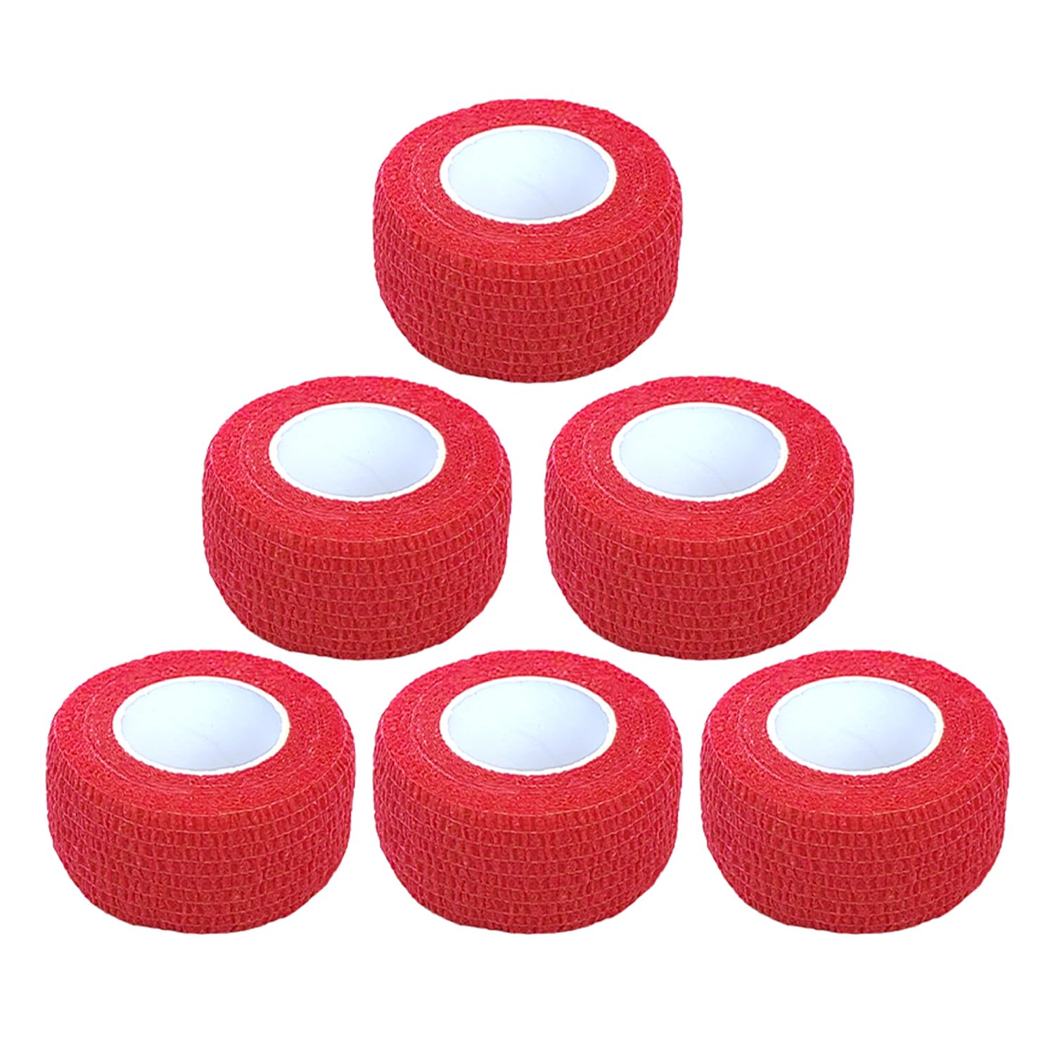 Baisunt 6 Pack 1 Inches Cohesive Bandage Self Adhesive Wrap Elastic Self Adherent Vet Wrap Breathable Self Stick Tape for Wrist, Ankle, Sports, Tatoo Wrap(5 Yards, Red)
